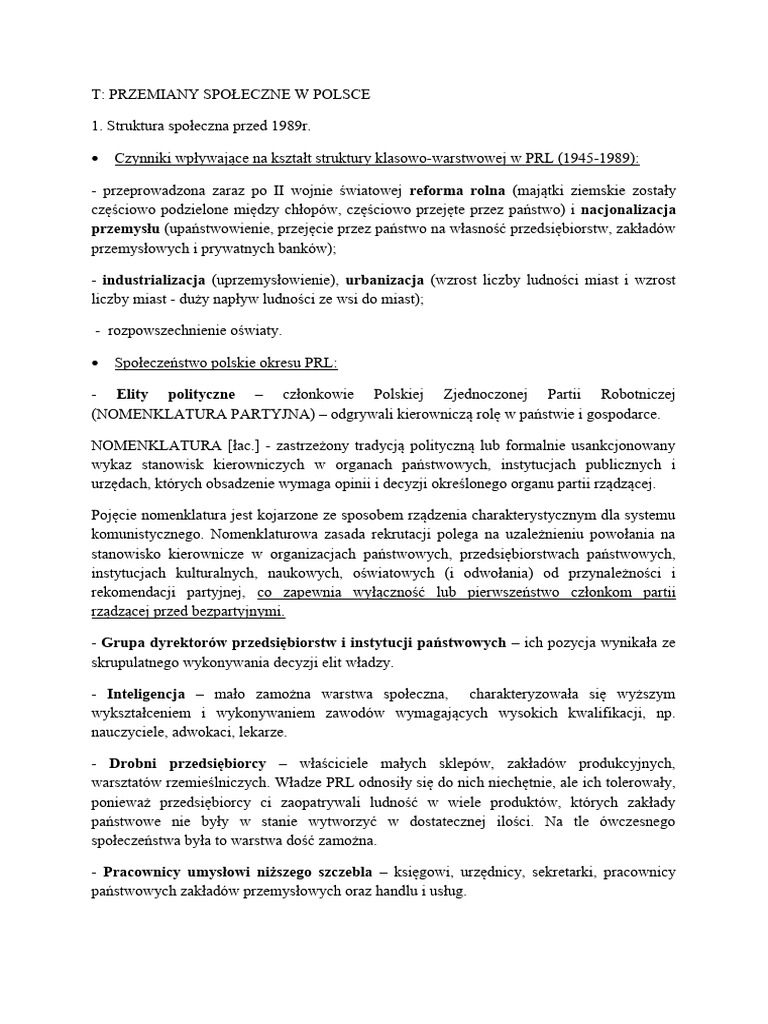 Przemiany Społeczne W Polsce | PDF Przemiany Społeczne W Polsce | PDF