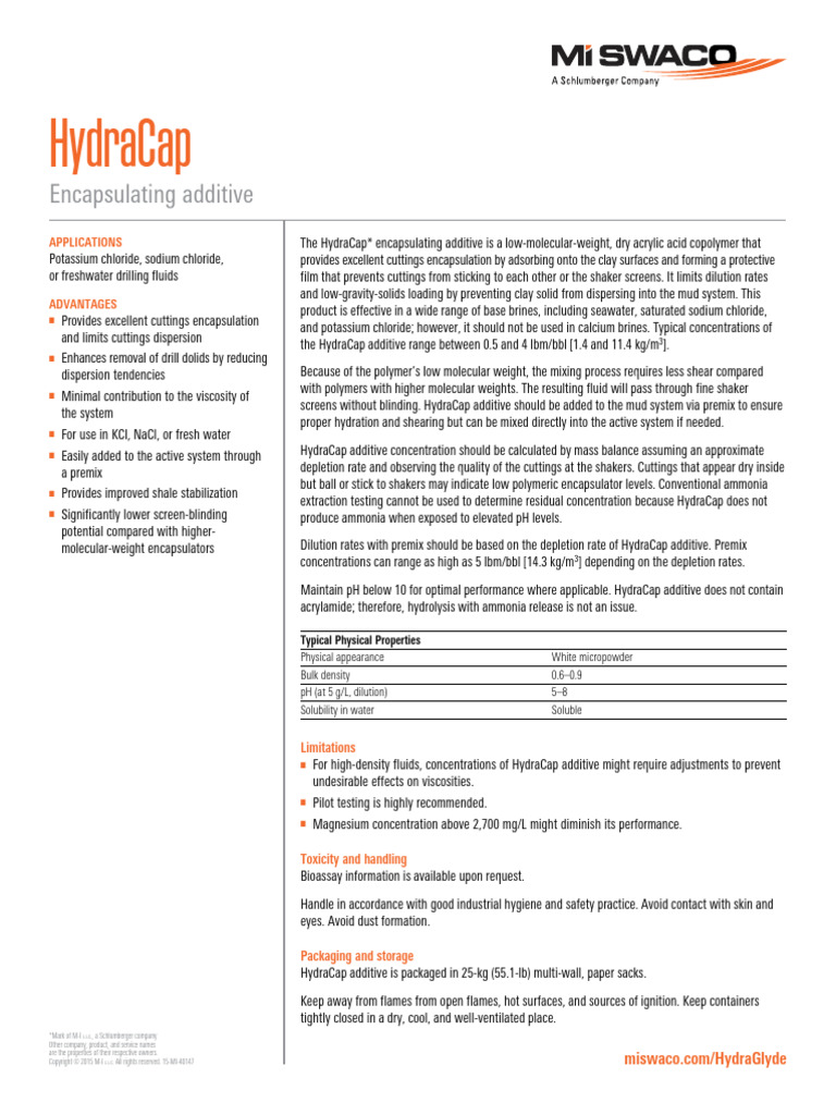 Hydracap Encapsulating Additive Ps | PDF | Potassium Chloride | Sodium ...