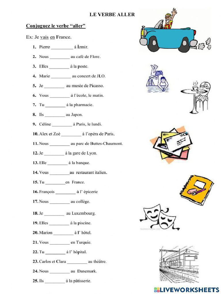 Verbe Aller Au Présent Interactive Worksheet | PDF