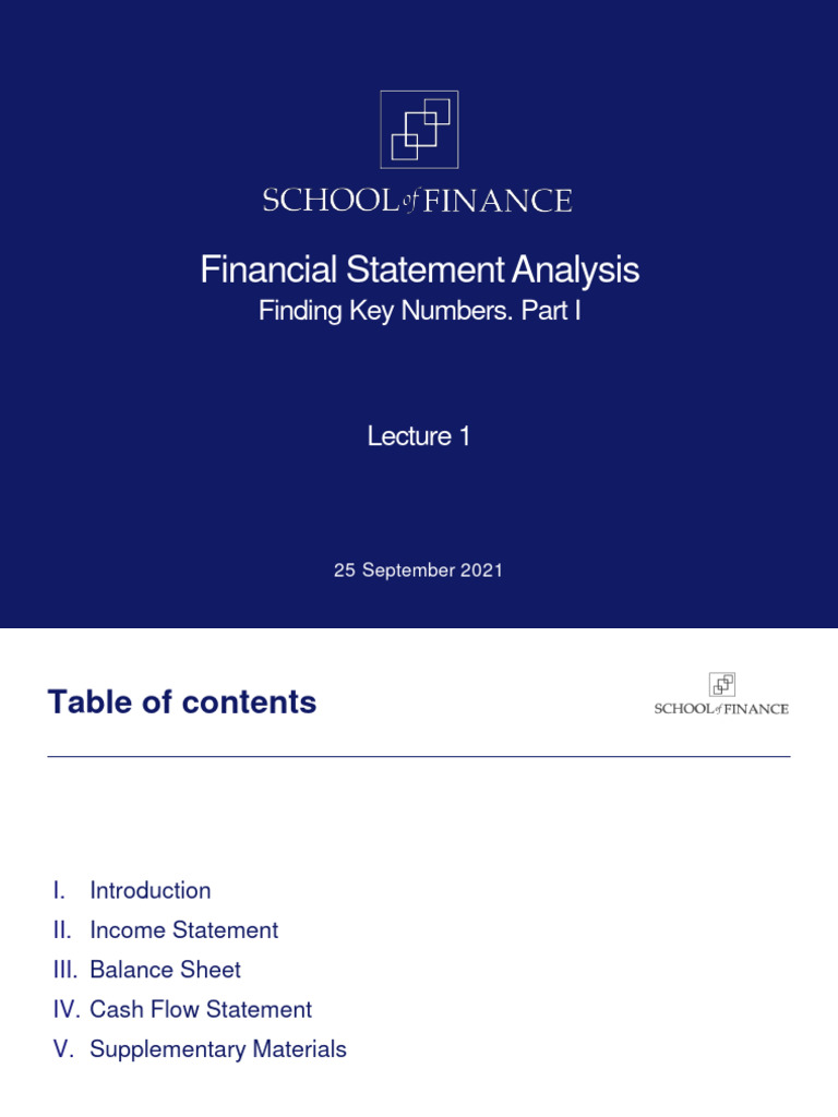 01 SoF Lecture 1 - Financial Statement Analysis | PDF | Expense ...