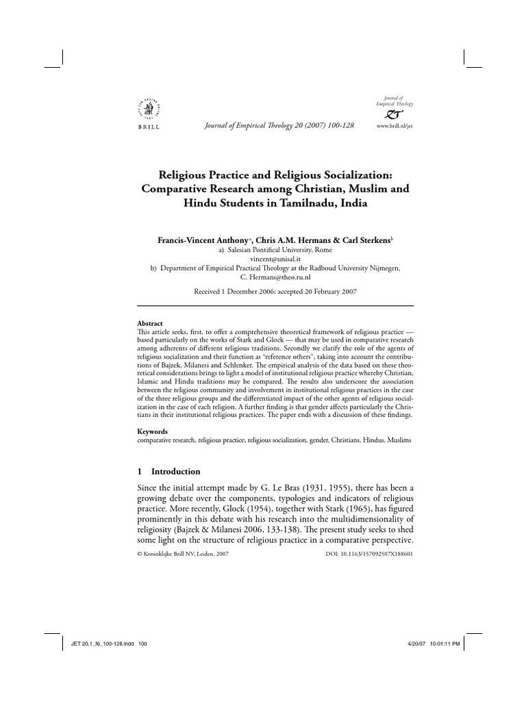 Anthony2007-Religious Practice and Religious Socialization | PDF ...