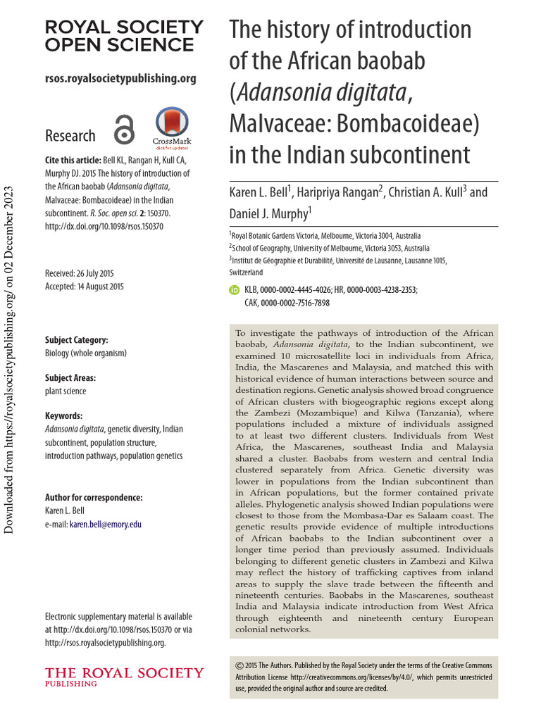 The History of Introduction of The Baobab in India | PDF | Polymerase Chain Reaction ...