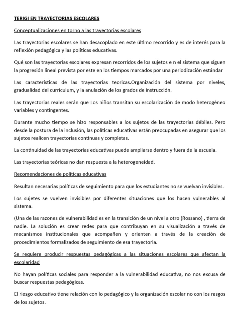 Terigi en Trayectorias Escolares | PDF | Salud y bienestar