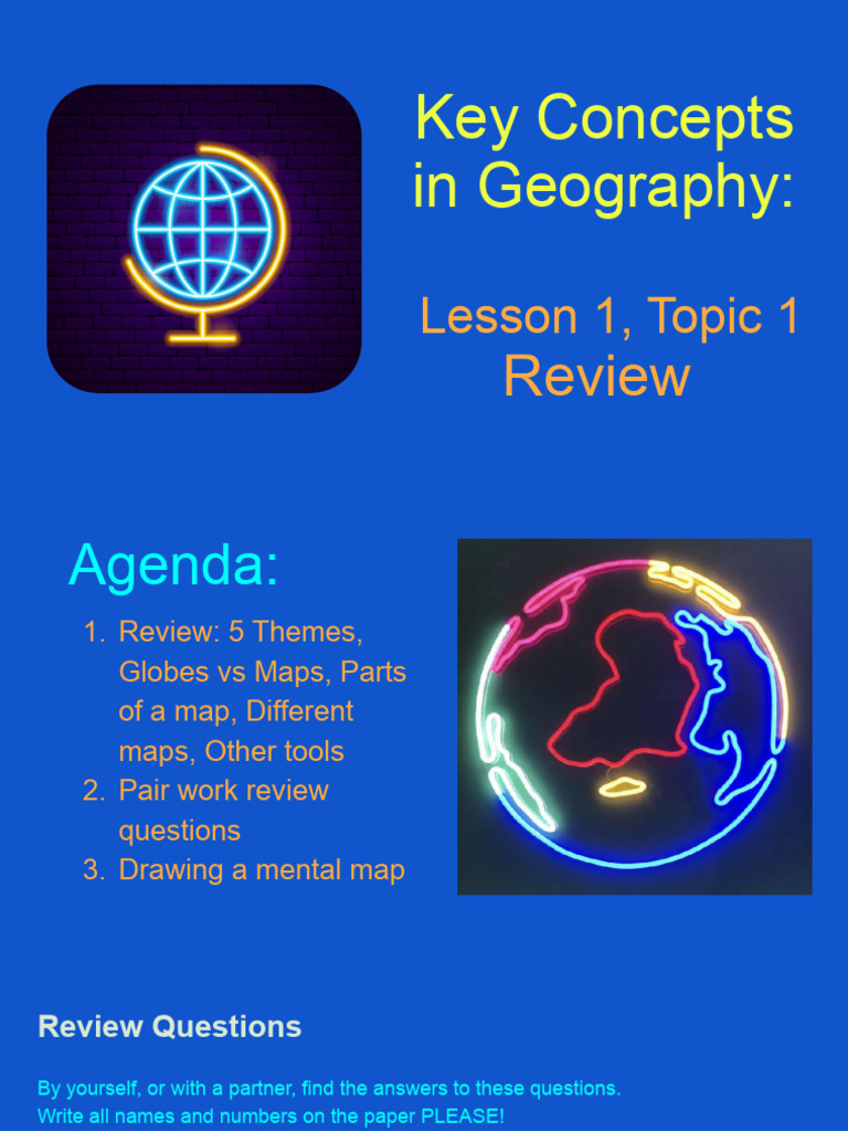 Geography Review: Themes and Mapping Concepts | PDF | Longitude | Map