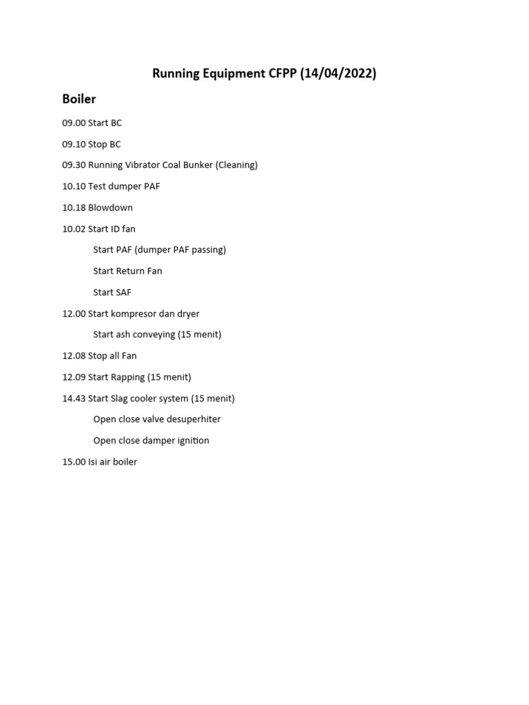 Running Equipment CFPP | PDF | Pump | Gas Technologies