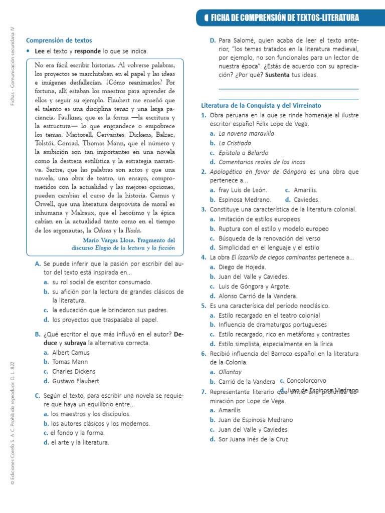 Ficha de Literatura de La Conquista | PDF | Novelas