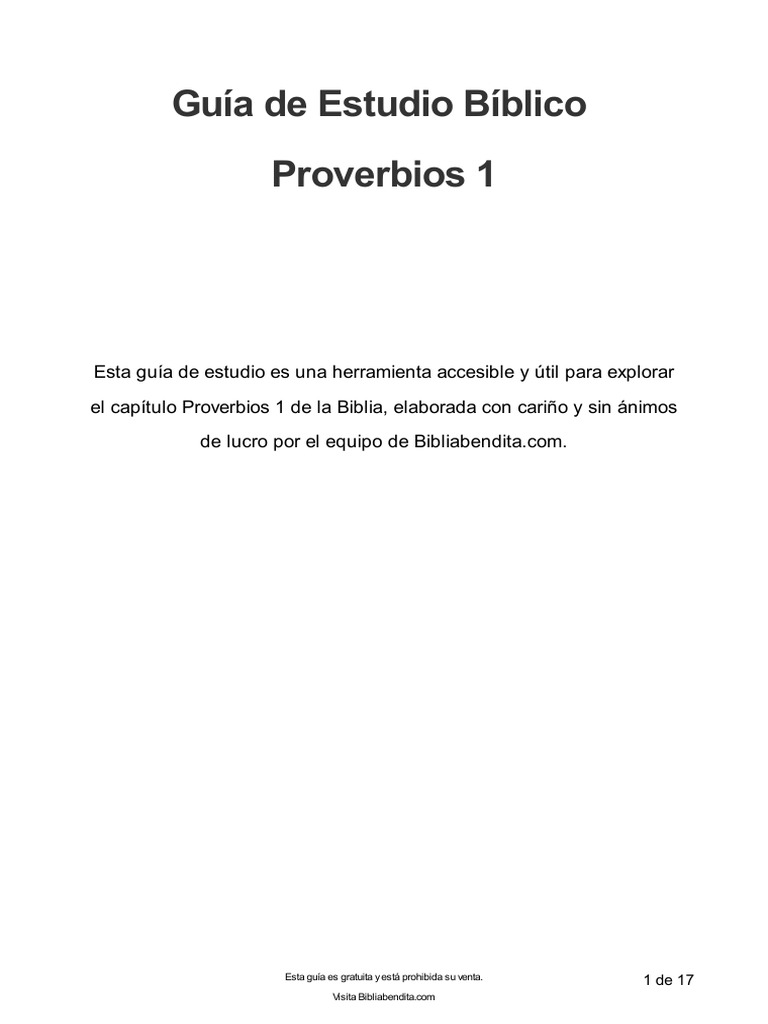 Guía de Estudio Proverbios 1 | PDF | Sabiduría | Libro de proverbios