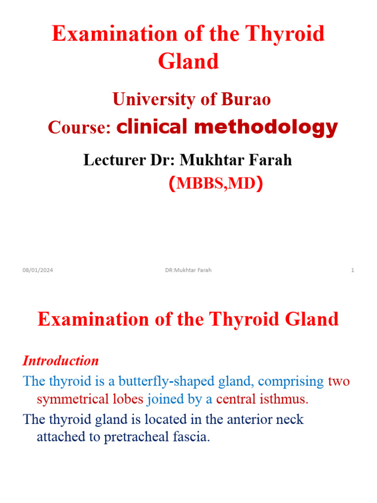 Examination of The Thyroid Gland | PDF | Thyroid | Hyperthyroidism