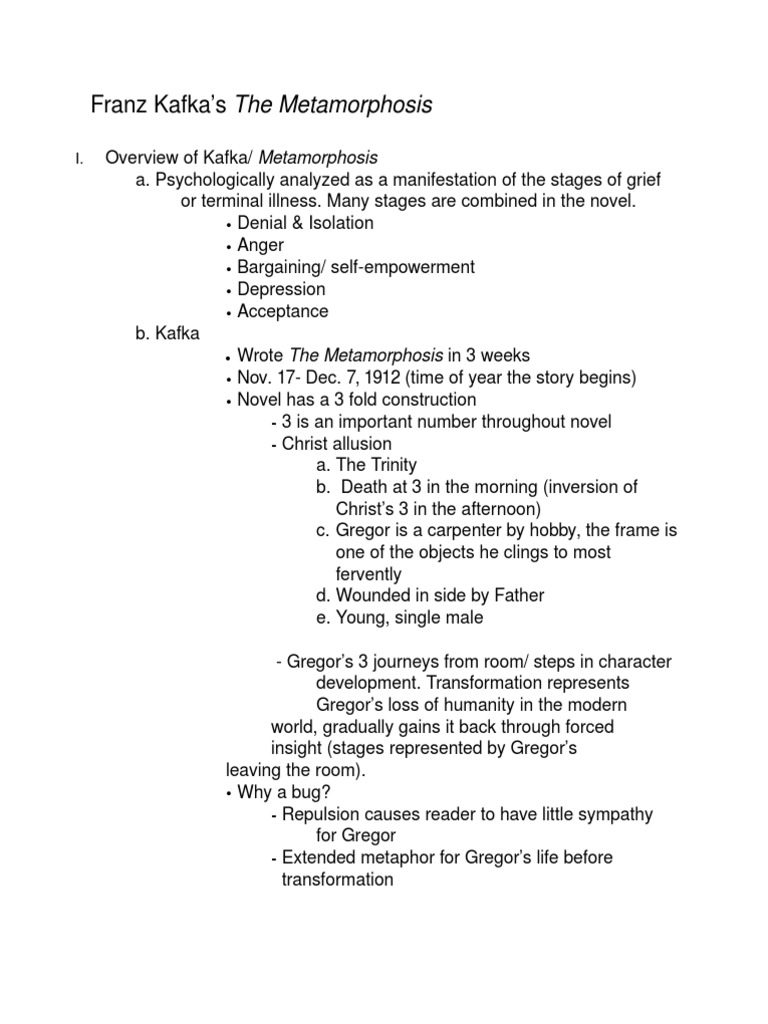 Complete Kafka Notes, The Metamorphosis | PDF | The Metamorphosis ...