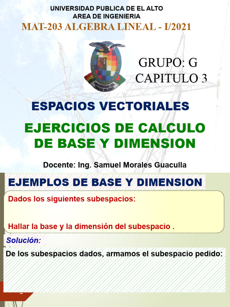Capitulo 3.3. Base y Dimension | PDF | Base (álgebra lineal ...