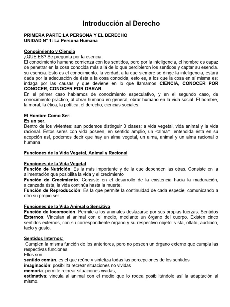 Introduccion Al Derecho - Resumen Resumen 2023 | PDF | Conocimiento | Esencia