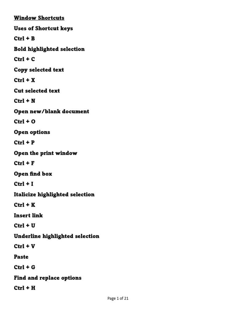 Keyboard Shortcuts | PDF | Keyboard Shortcut | Computer Keyboard