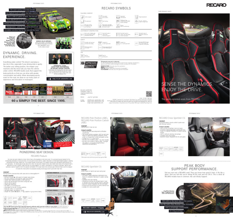 Recaro Performance Seats Compact | PDF | Vehicles | Automotive Industry