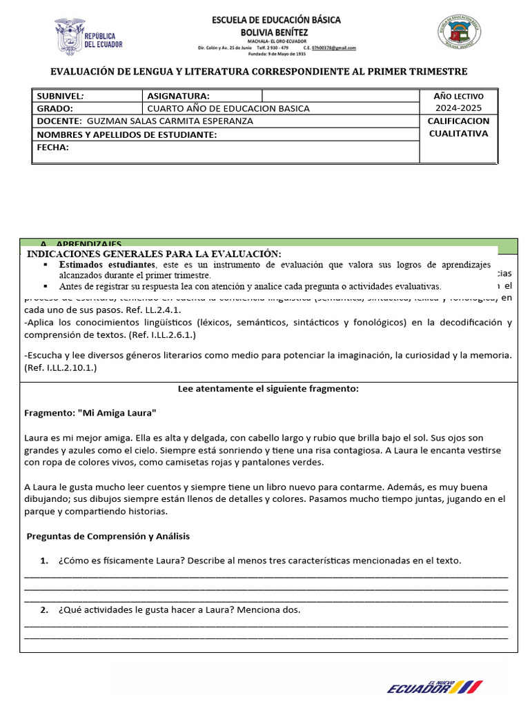 Evaluación 4to Grado 2024 | PDF | Flexibilidad (anatomía)