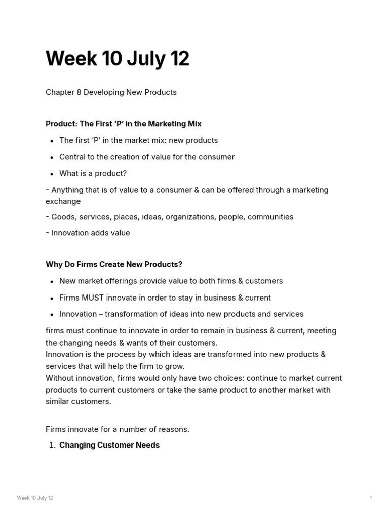 Week 10 | PDF | Marketing | Innovation