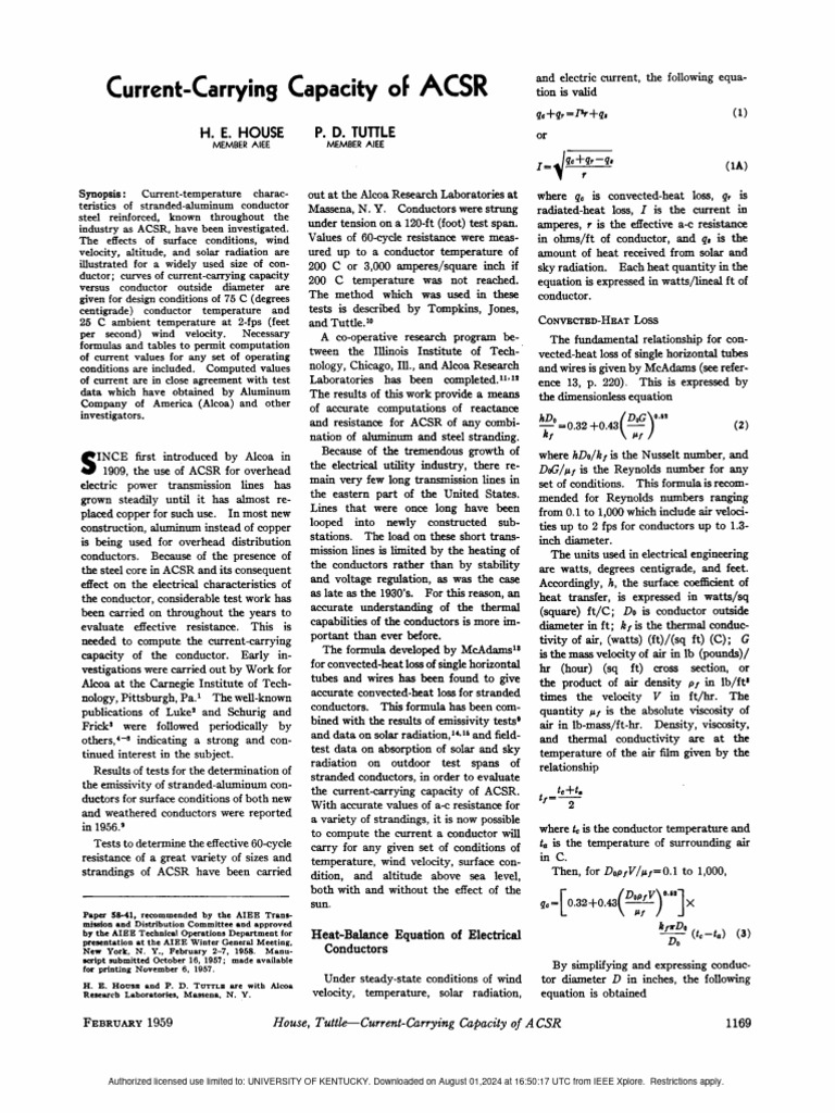 R24 Current-Carrying Capacity of ACSR | PDF | Electrical Resistivity And Conductivity | Sun