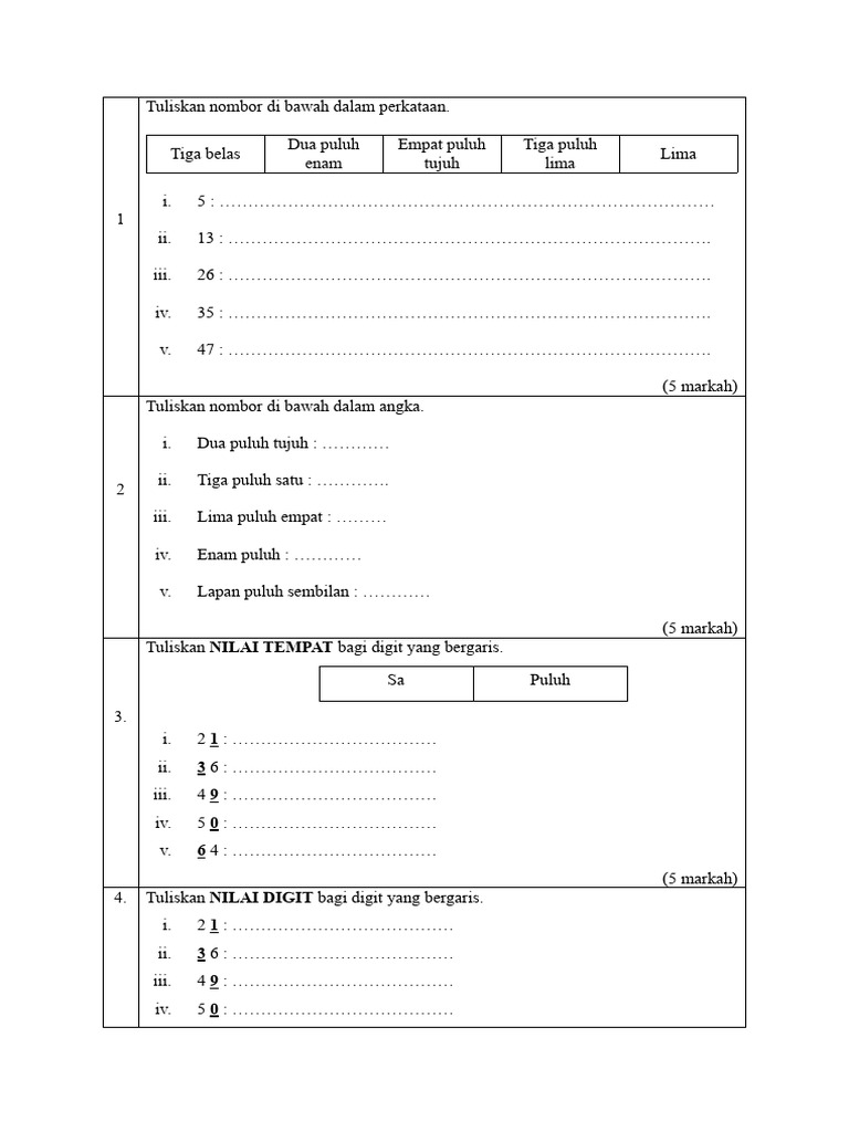 MATH T1 (Tengah Tahun) | PDF
