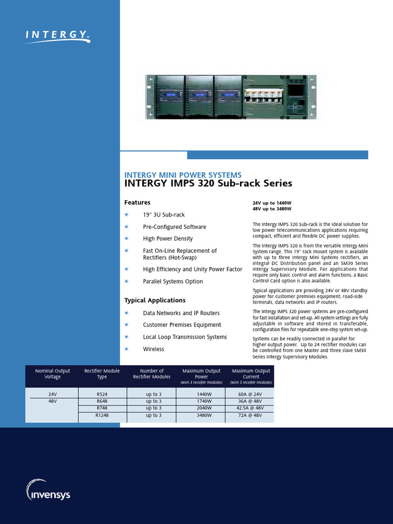 Intergy 20IMPS 20320 20sub-Rack 20series | PDF | Rectifier | Mains ...