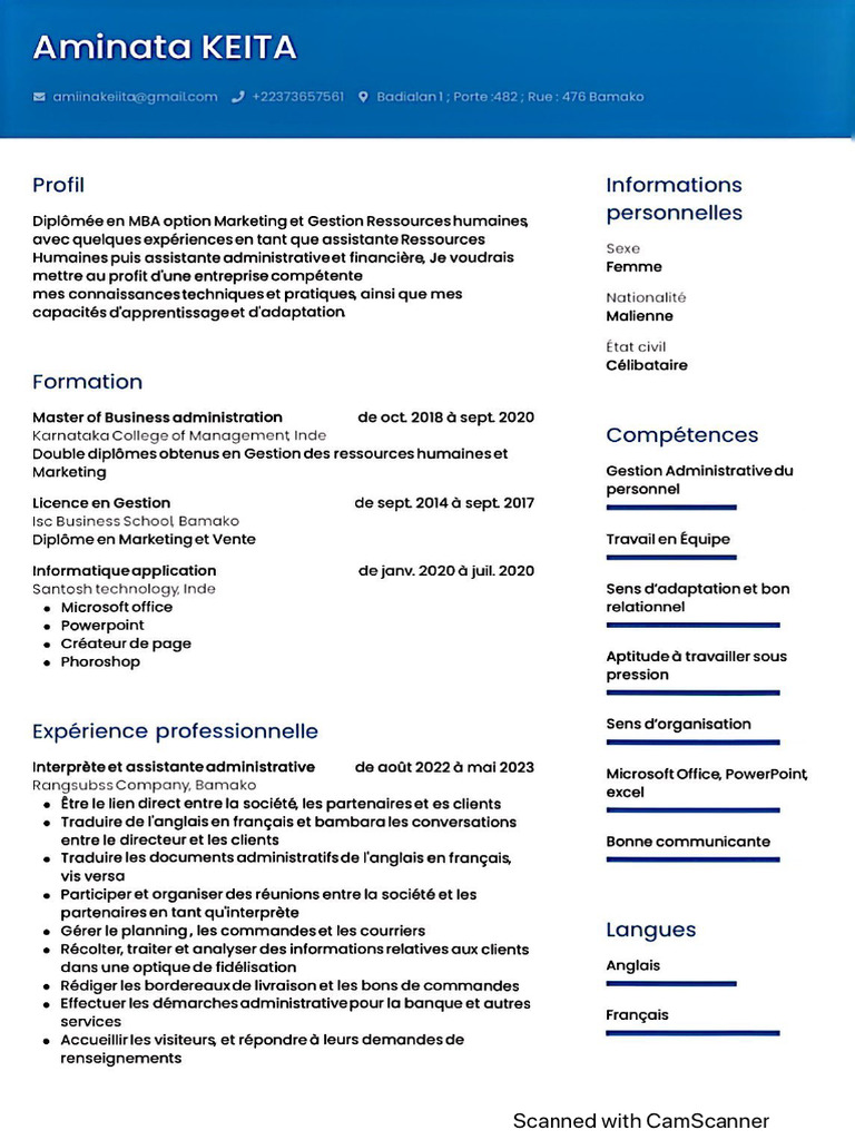CV Aminata Keita | PDF