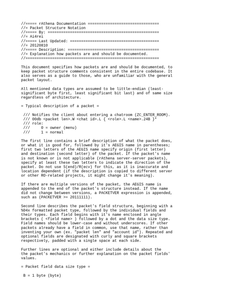 Packet Struct Notation | PDF | Network Packet | Bracket Packet Struct Notation | PDF | Network Packet | Bracket