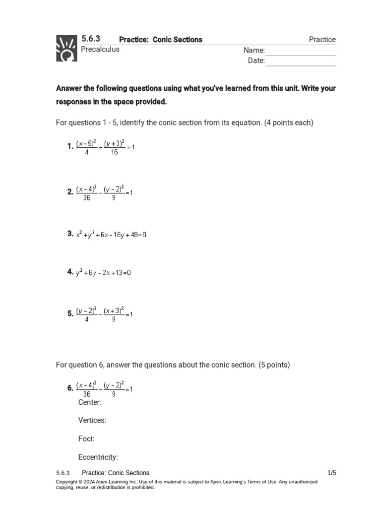Conic Sections Practice Questions | PDF | Theoretical Computer Science ...