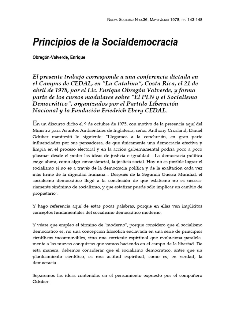 Principios de La Socialdemocracia | PDF | Democracia social | Democracia