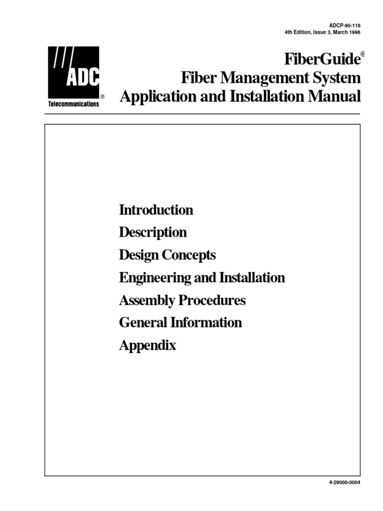 ADC Manual Fiberguide ADC | PDF | Optical Fiber | Installation ...