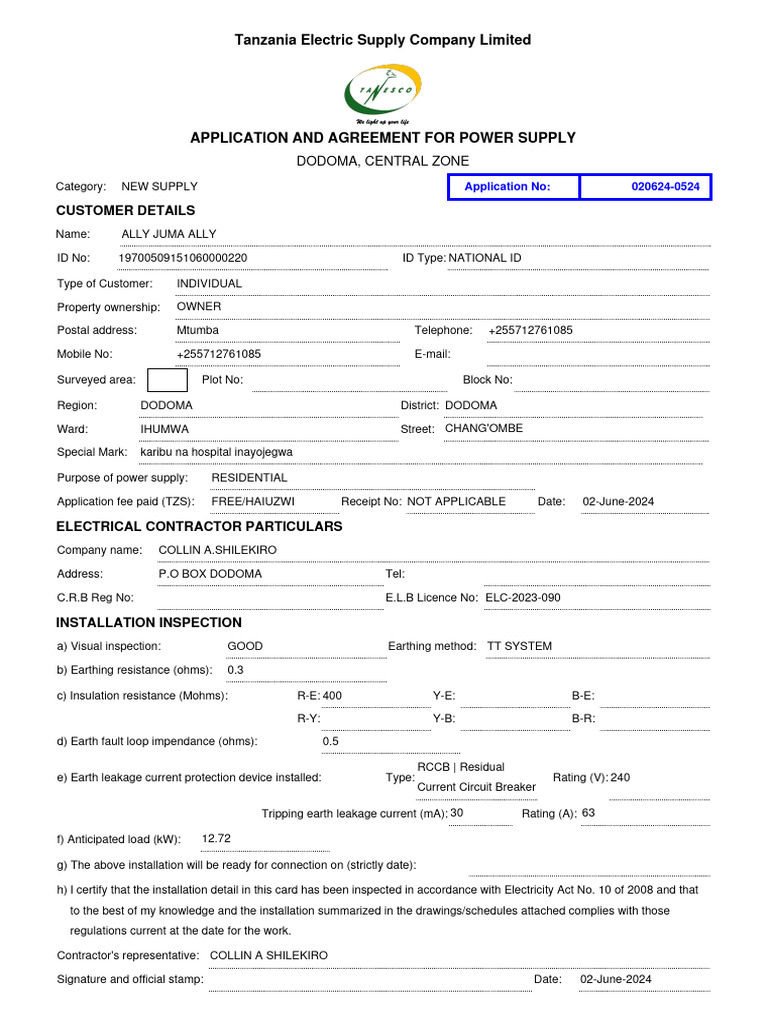 PowerApplicationForm 020624-0524 | PDF | Electricity | Electrical ...