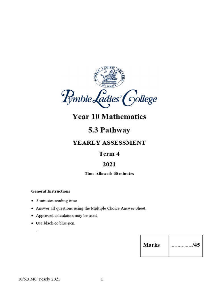 Year 10 Mathematics Yearly Assessment 2021 | PDF | Triangle | Interest