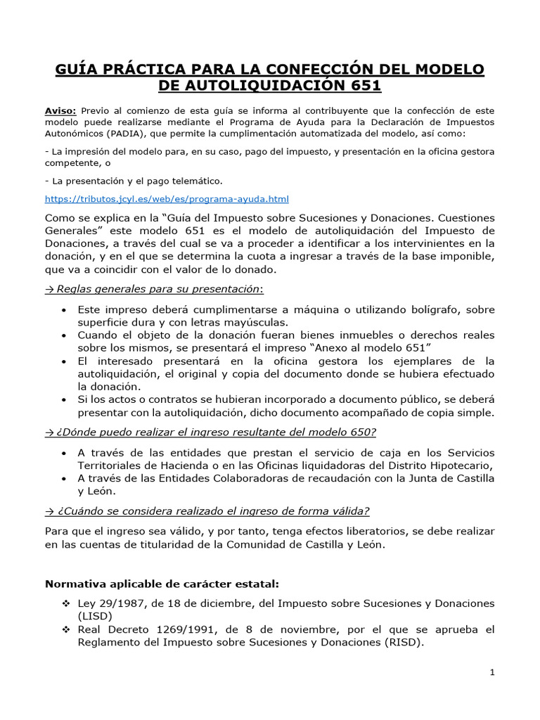 6 Guia+practica+ID +MODELO+651 | PDF | Donación | Impuestos