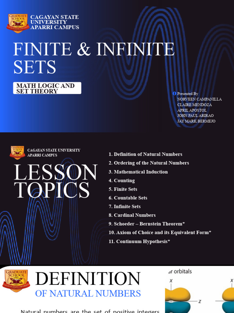 Math Logic: Finite & Infinite Sets | PDF | Set (Mathematics) | Natural ...