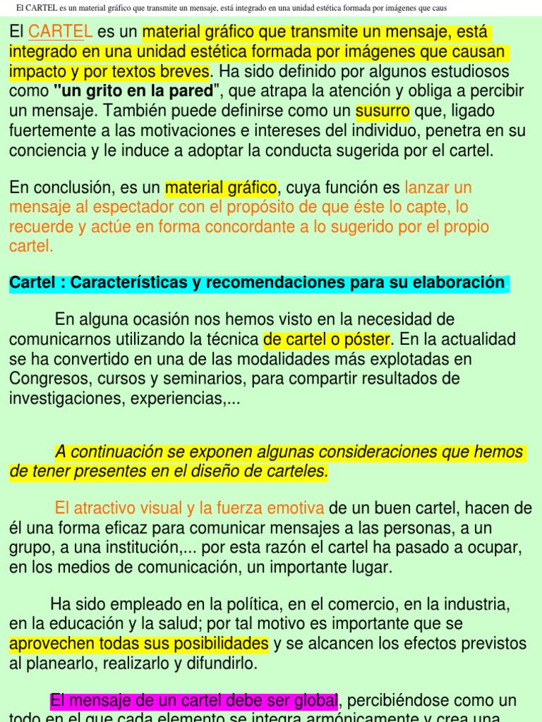 Características del Cartel Informativo | PDF | Póster | Color