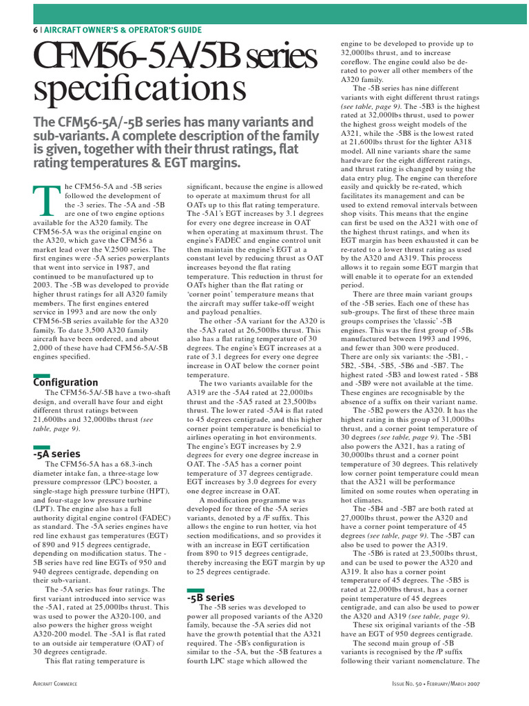 Issue 50-Cfm56-5a-5b Specs | PDF | Internal Combustion Engine | Aviation