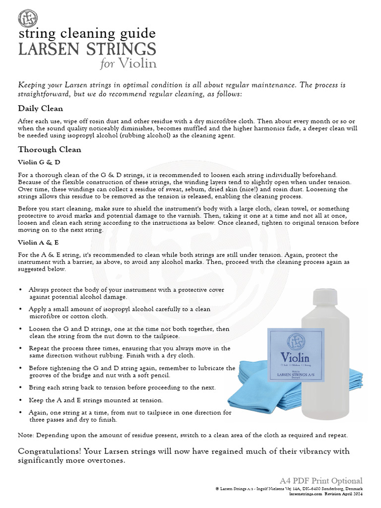 Larsen Violin String Cleaning V4 2024 | PDF | Violin | String Instruments