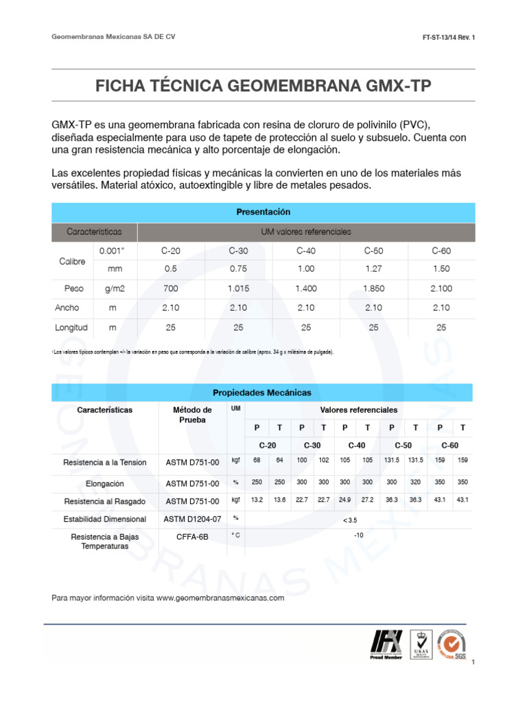Ficha Técnica GMX-TP | PDF | Materiales | Ingeniería de Edificación