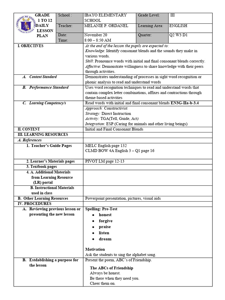 DLP - English 3 - q2 w3 Cot2 | PDF | Linguistics