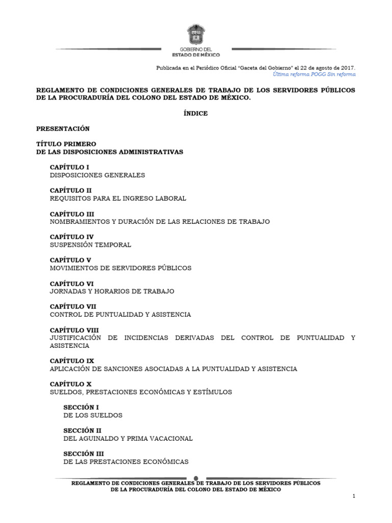 Reglamento de Condiciones Generales de Trabajo | PDF | Estado (política ... Reglamento de Condiciones Generales de Trabajo | PDF | Estado (política ...