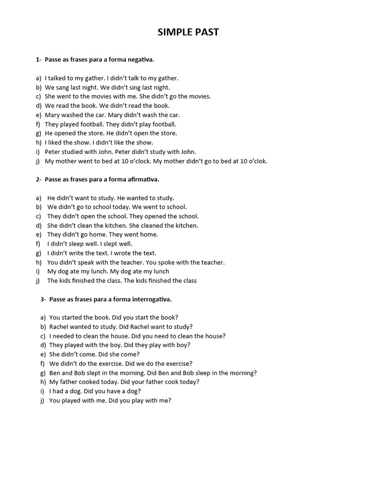 Exercício - Simple Past | PDF