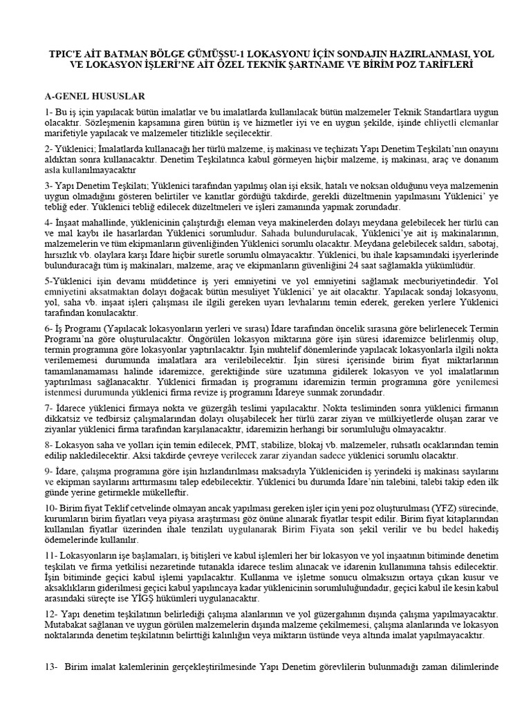 3 Teknik Şartname | PDF