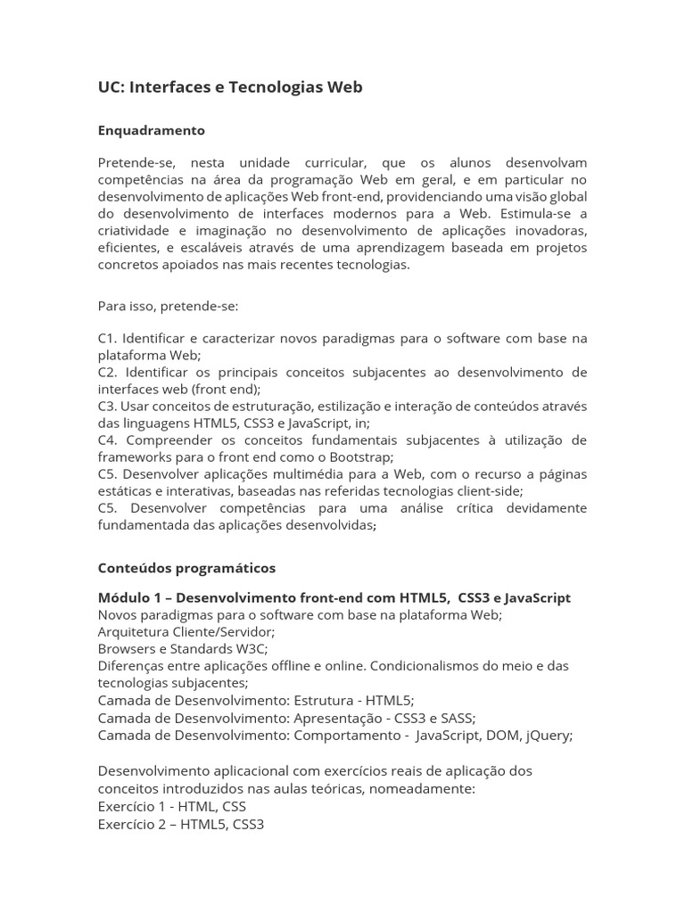 Interfaces e Tecnologias Web | PDF | Rede mundial de computadores | Internet e Web