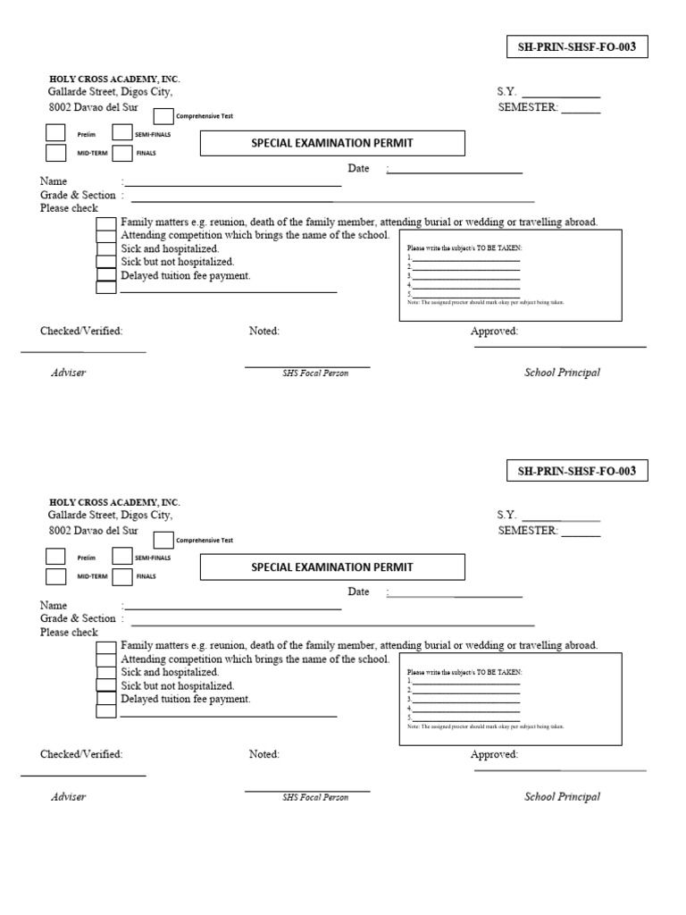 Special Exam Permit Guide | PDF