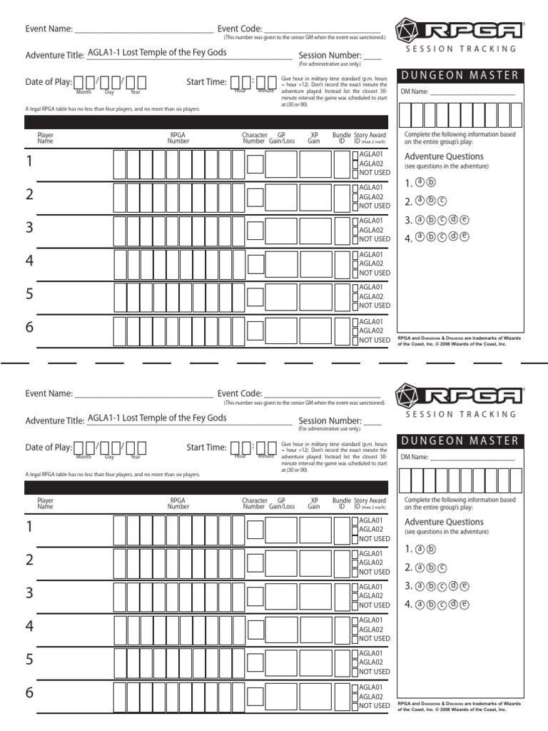AGLA1-1 Lost Temple of The Fey Gods Tracking | PDF | D20 System | Role ...