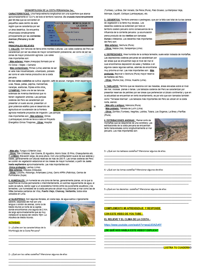 Guia Semana 2 Geografia 2do Sec | PDF | Desierto | Perú