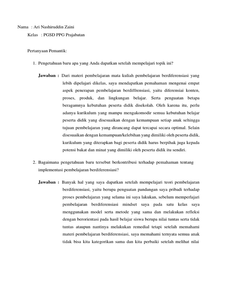 Topik 2 Koneksi Antar Materi Pembelajaran Berdiferensiasi | PDF | Karier & Perkembangan