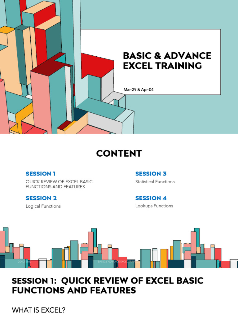 BASIC ADVANCE EXCEL TRAINING - Presentation | PDF | Microsoft Excel | Spreadsheet