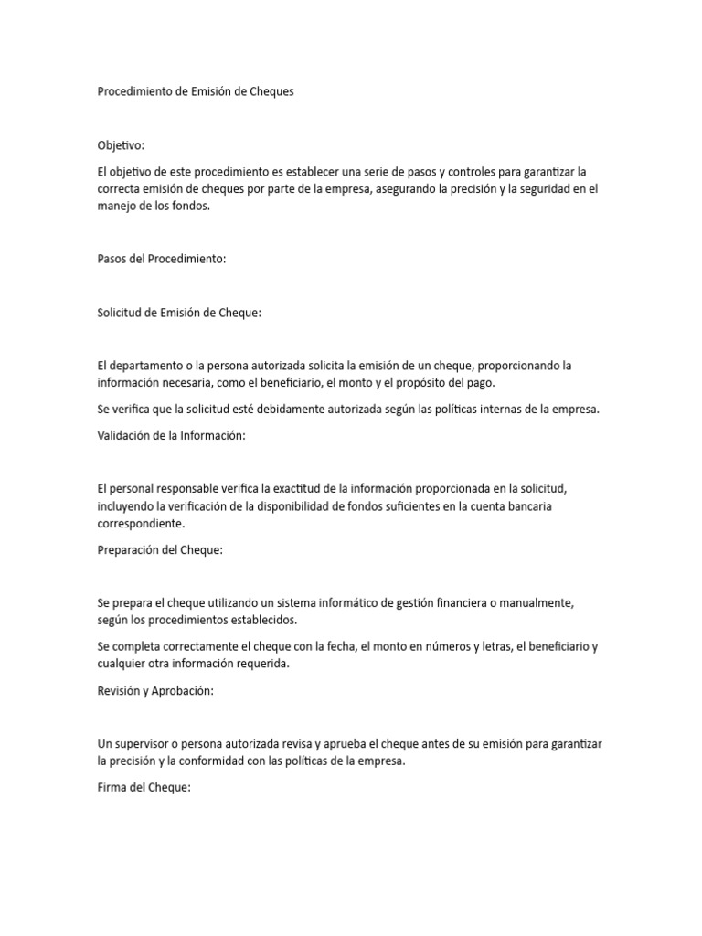 Proceso de Emision de Cheque | PDF | Cheque | Auditoría