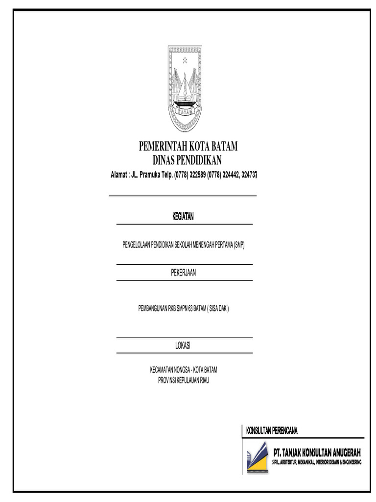 Gambar Rencana Pemb. RKB SMPN 63 Batam Dak | PDF