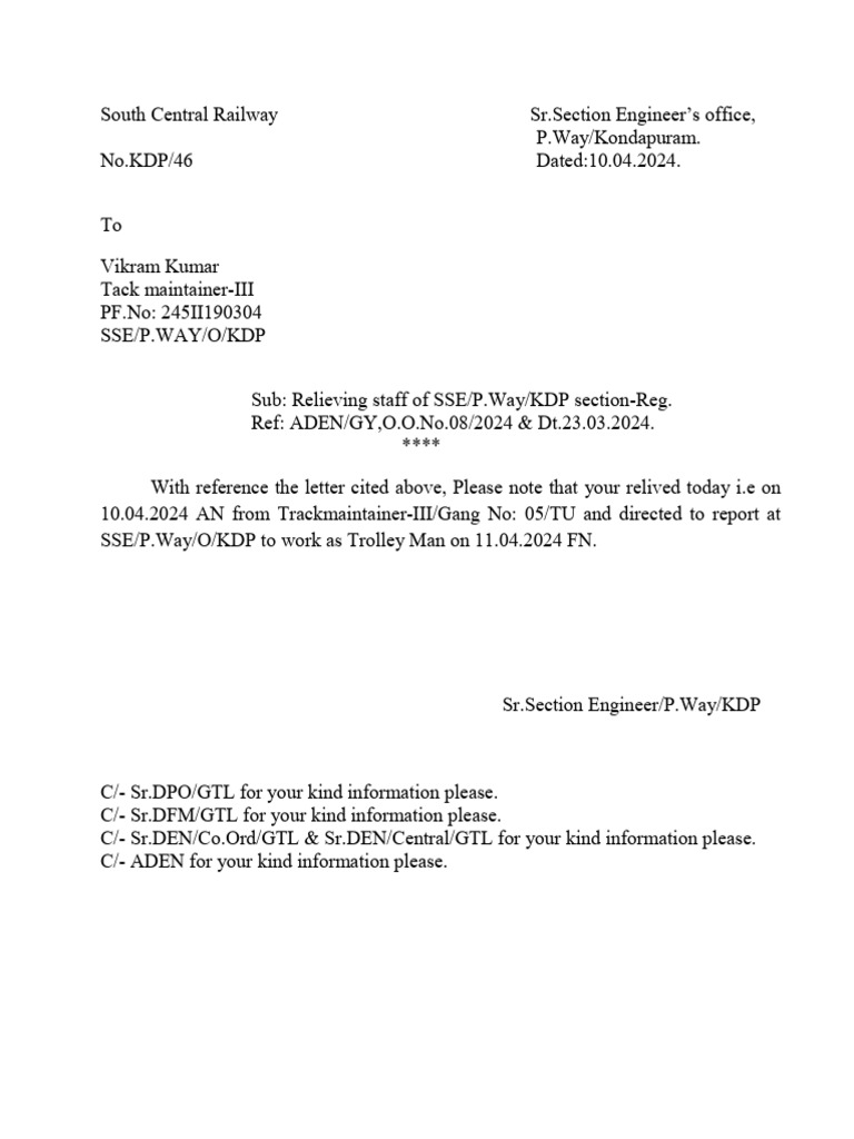 Joining Report & Relieving | PDF