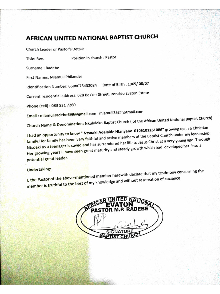 Church Letter | PDF