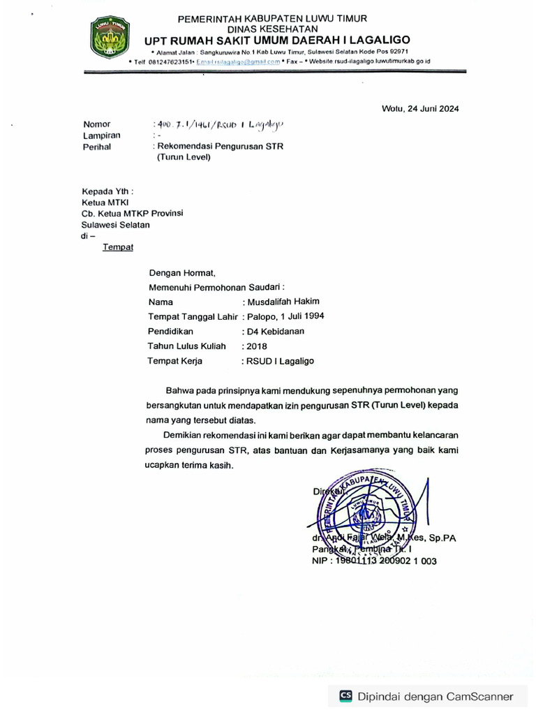 Rekomendasi Turun Level Dari Pimpinan | PDF